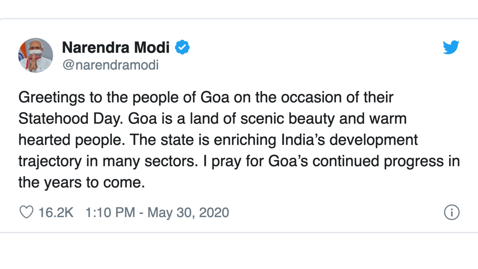 PM greets people of Goa on their Statehood Day - News Station, Latest ...