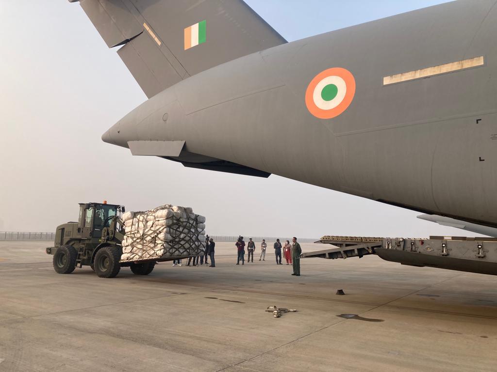 Indian Air Force Extends Humanitarian Aid: C-17 Aircraft Delivers 32 ...